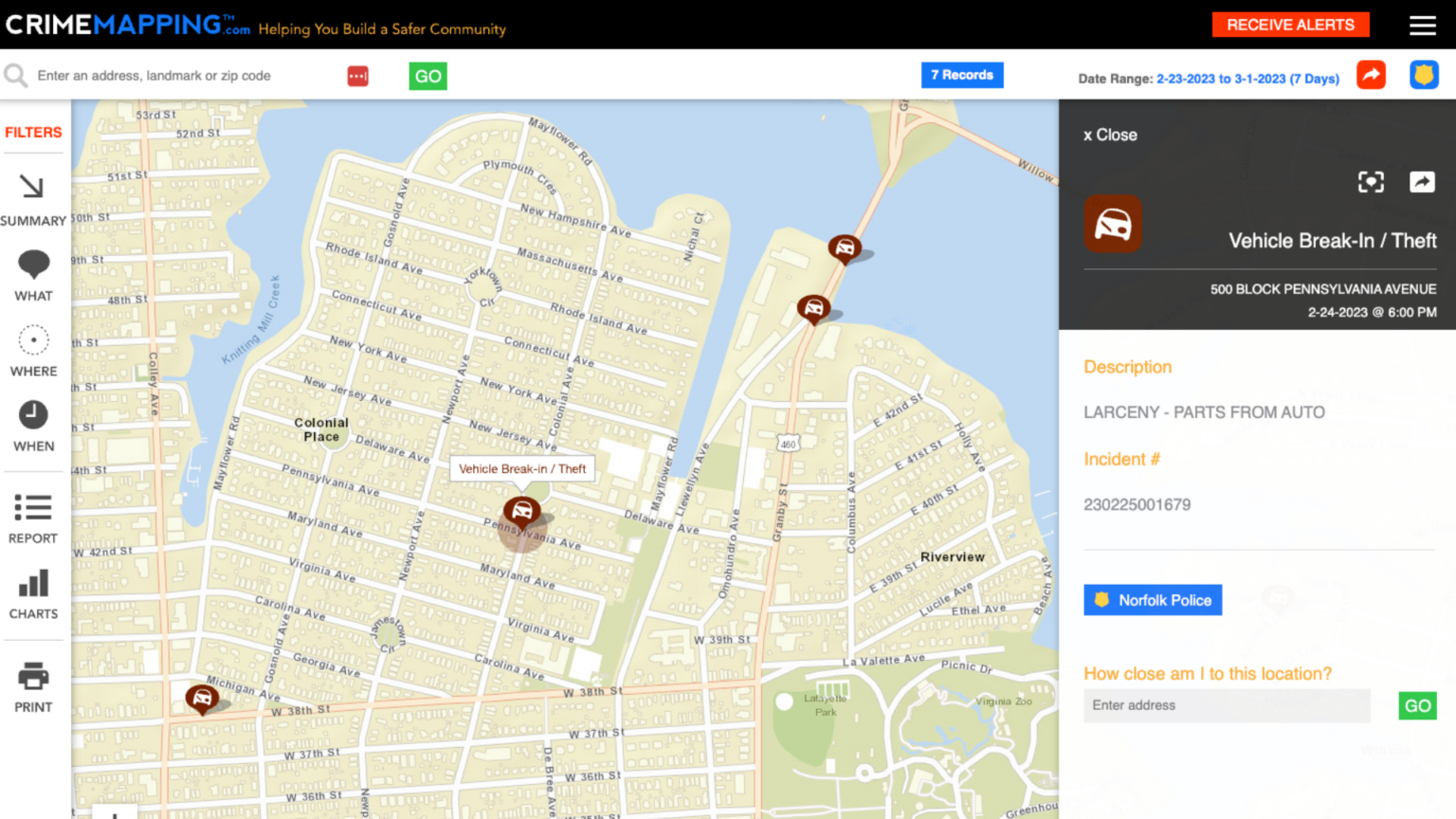 CrimeMapping – Colonial Place & Riverview Civic League